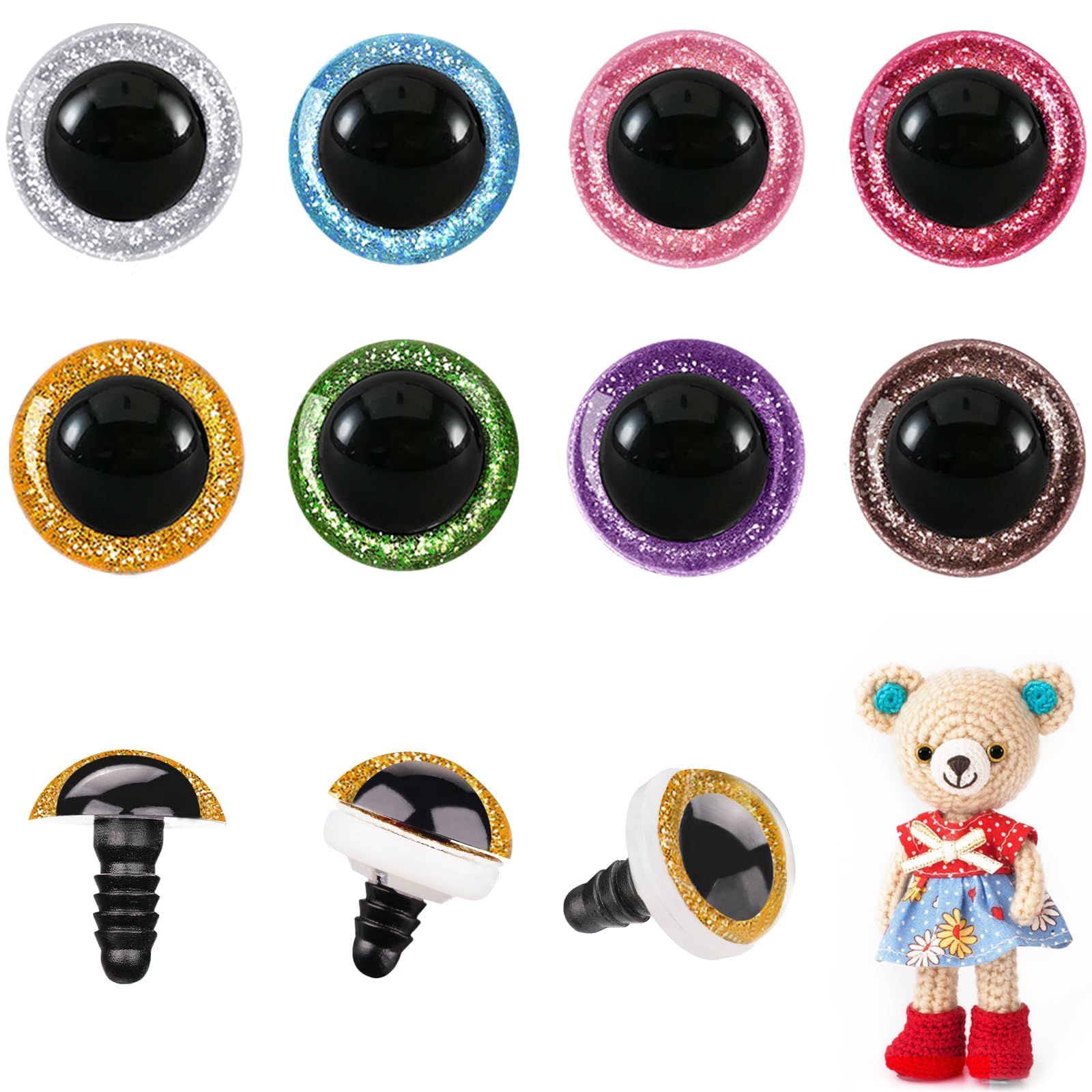 120pcs Safety Eyes Glitter Plastic | MUCUNNIA