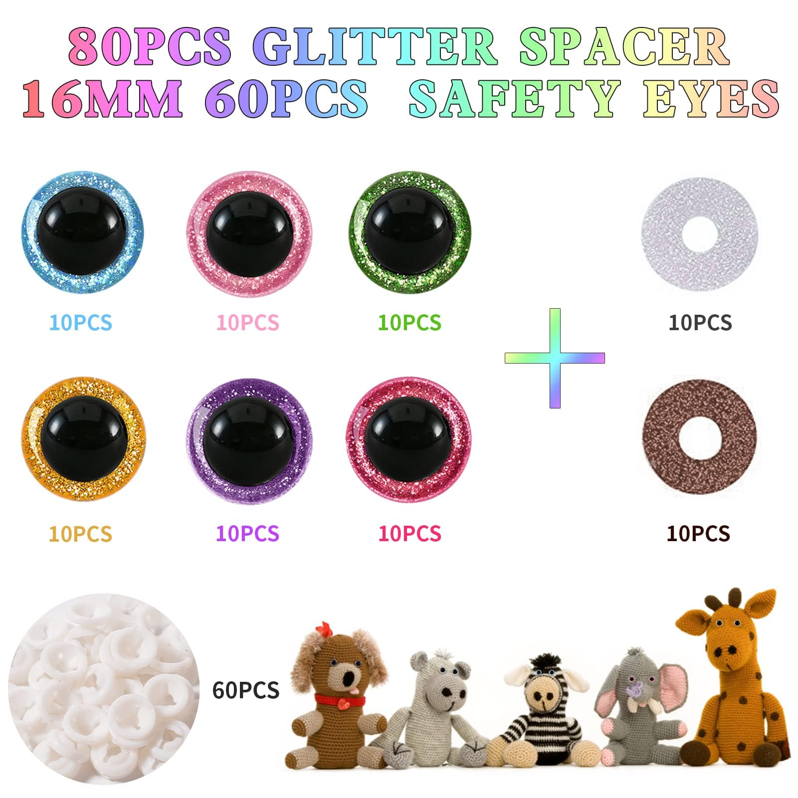 120pcs Safety Eyes Glitter Plastic | MUCUNNIA