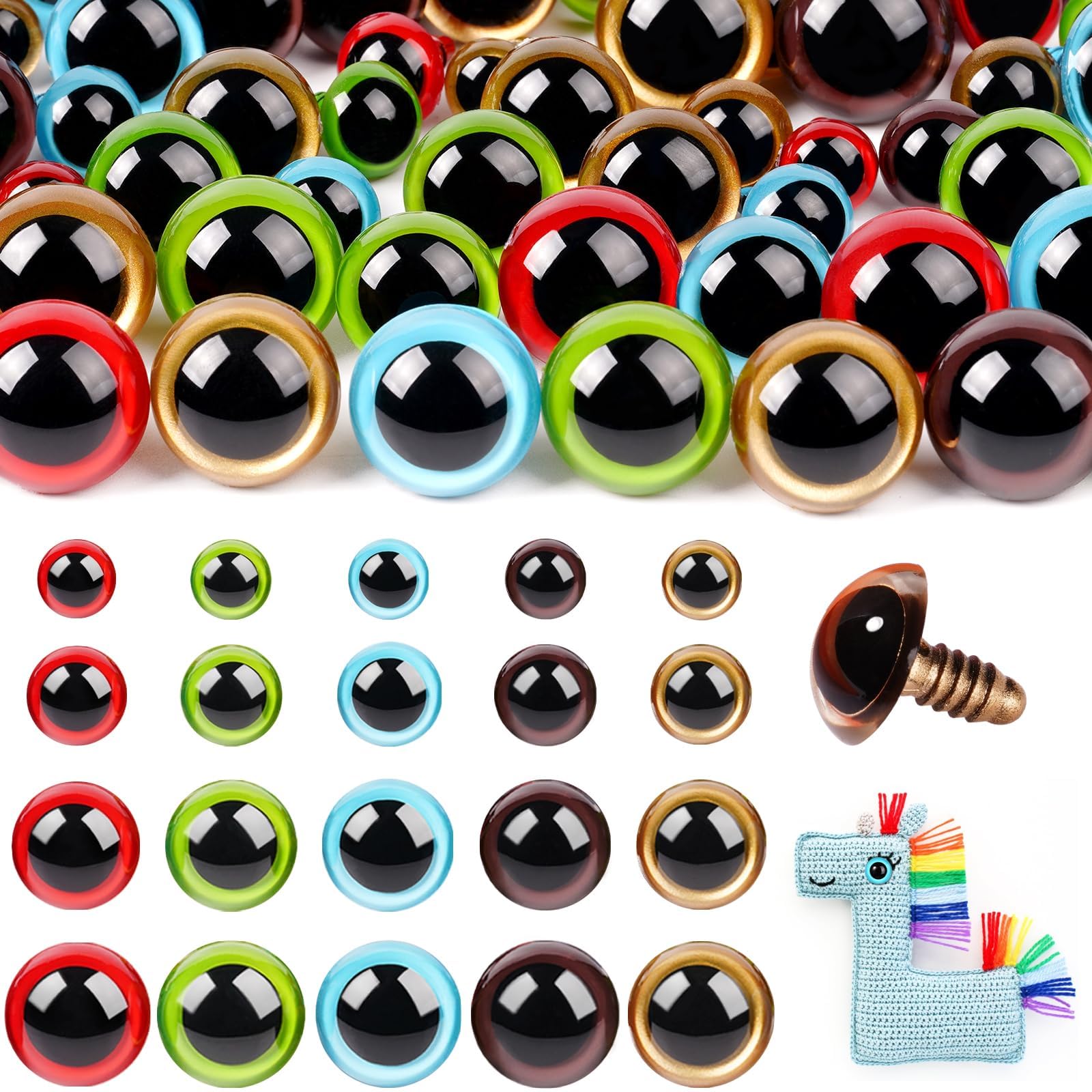 160pcs Colorful Plastic Safety Eyes with Washers | MUCUNNIA