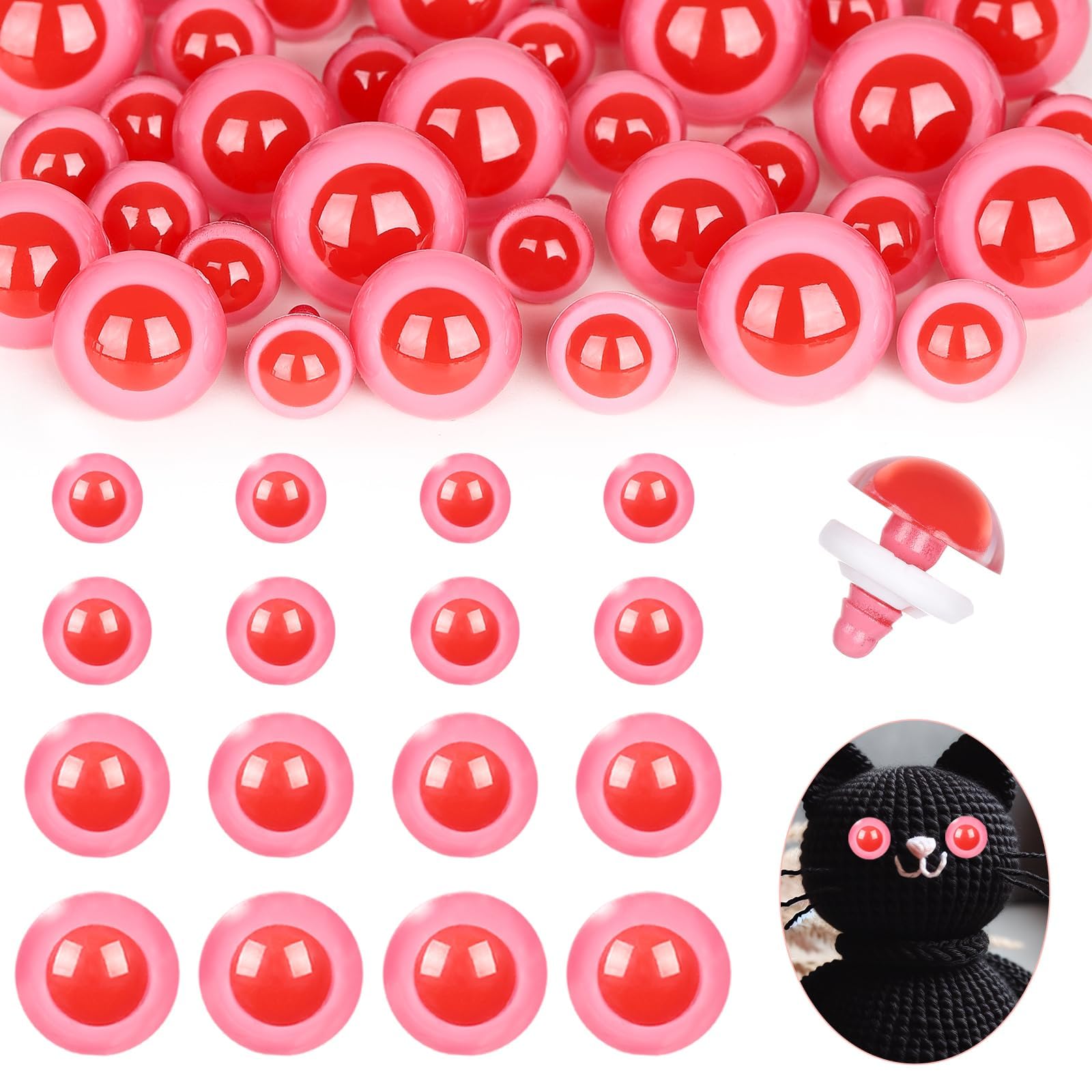 40pcs Pink Plastic Safety Eyes with Washers | MUCUNNIA