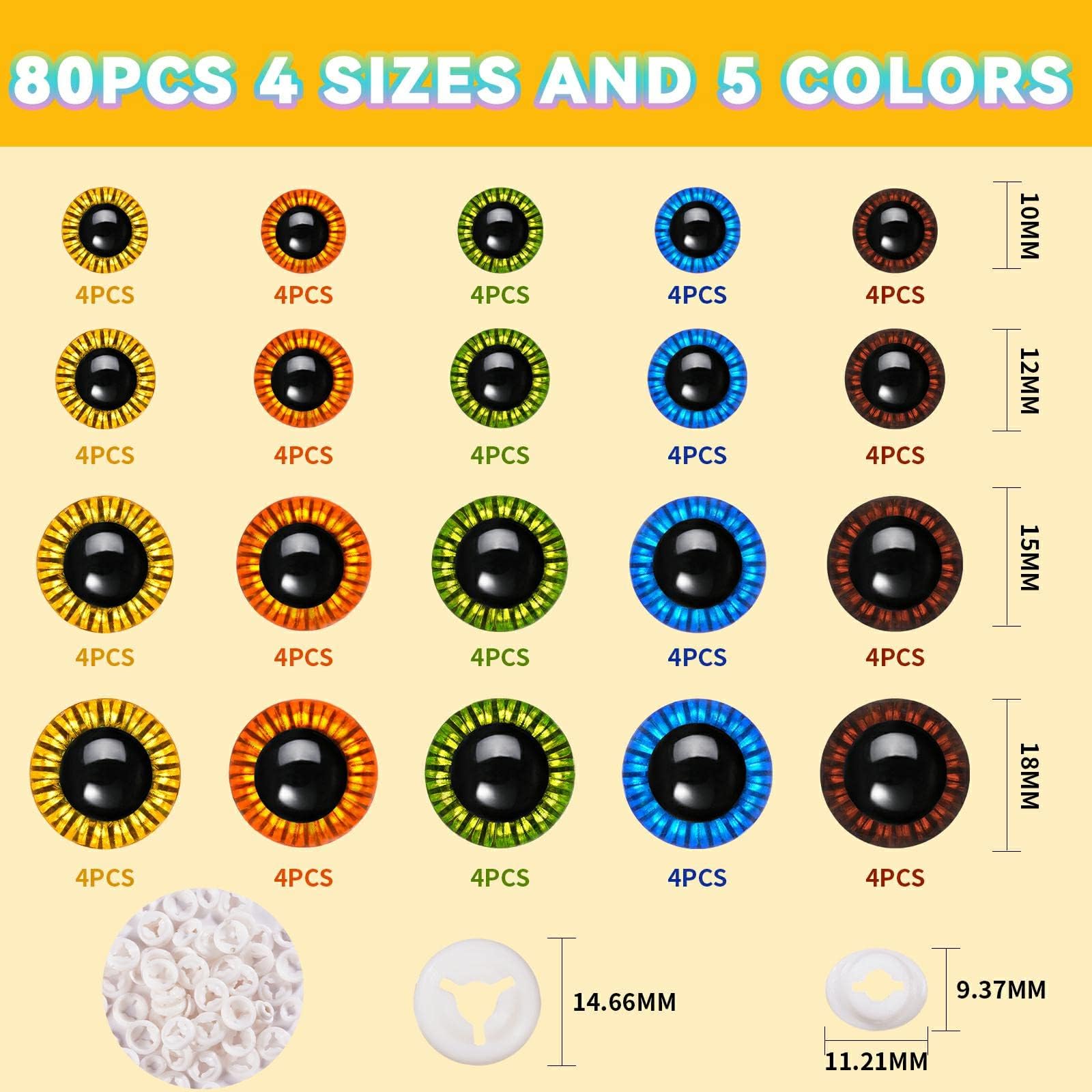 80Pcs Safety Eyes Colored Plastic | MUCUNNIA