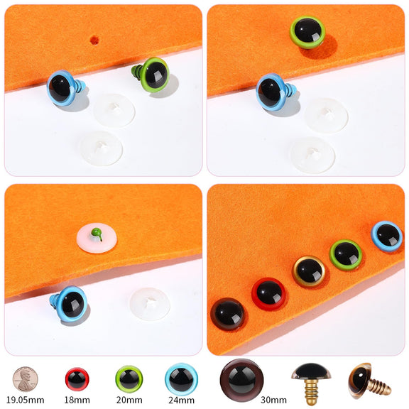 80pcs Colorful Plastic Safety Eyes with Washers | MUCUNNIA